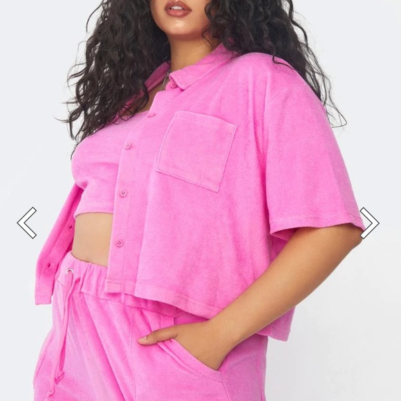 Fashion Nova | Tops | Pink Terry Cloth Shirt New | Poshmark